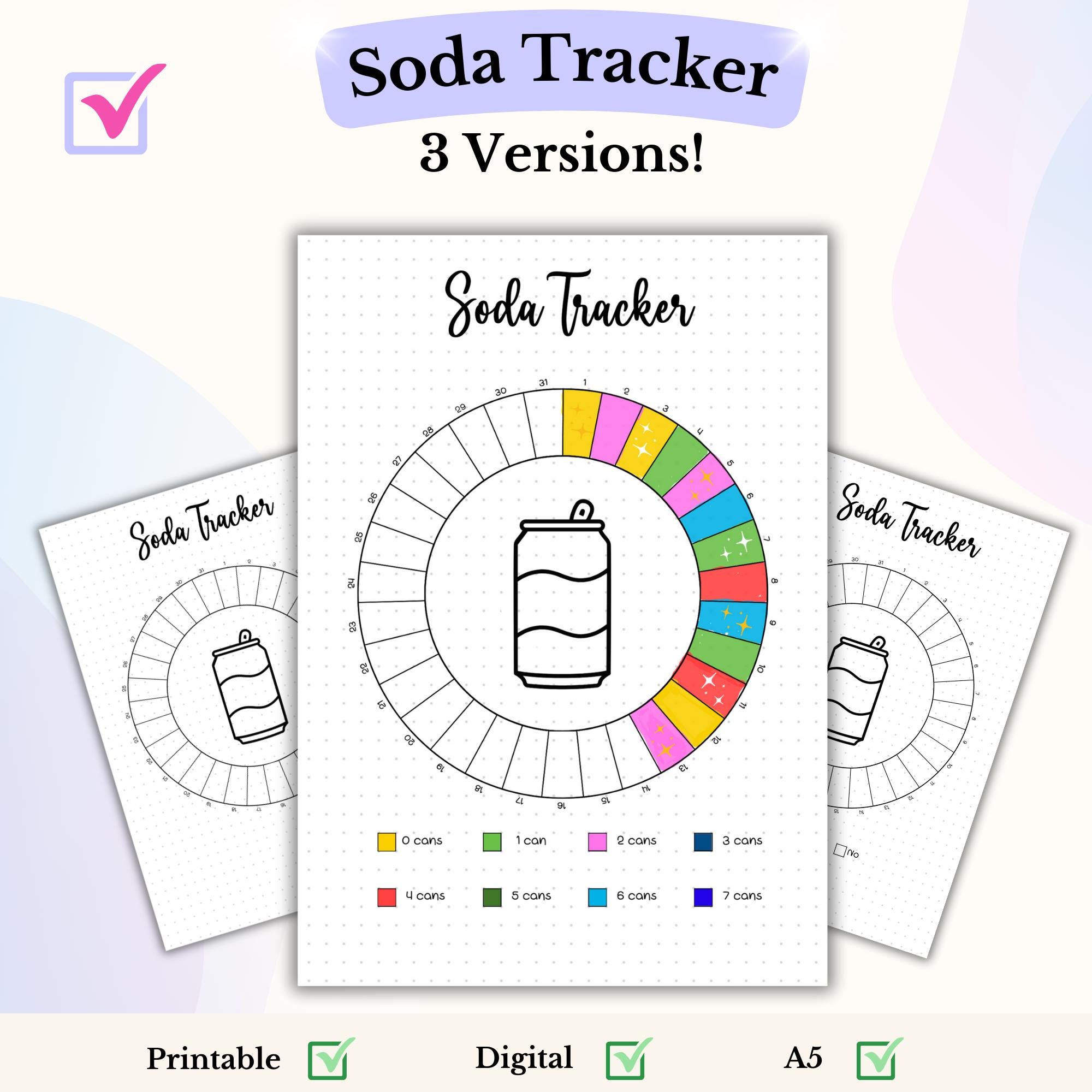 Soda Tracker Wheel Bullet Journal Printable Page Monthly Soda Log Daily ...