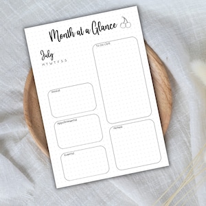 12 Month at a Glance Bullet Journal Pages Monthly Planner Journal ...