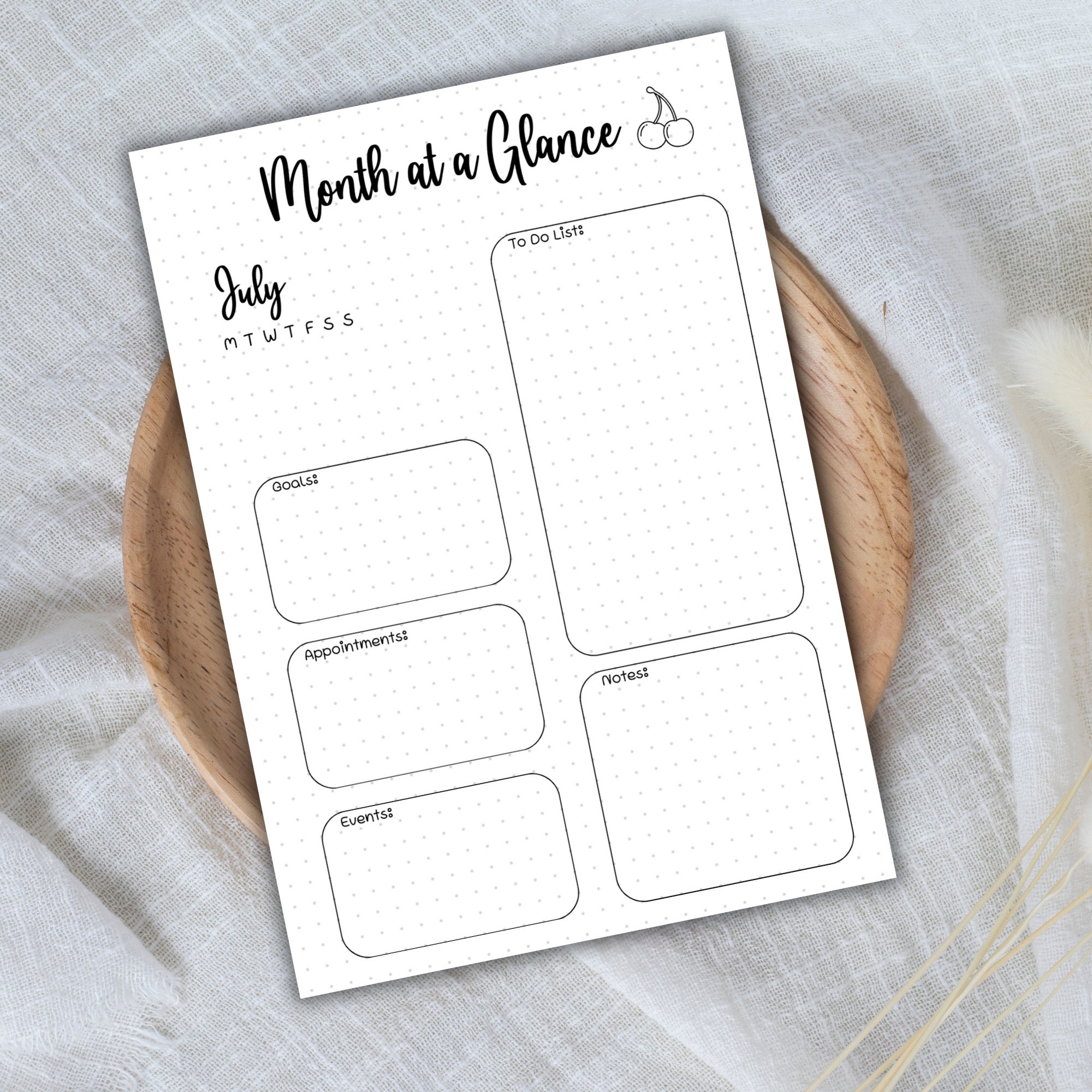 12 Month at a Glance Bullet Journal Pages Monthly Planner Journal ...