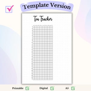 Tea Tracker Bullet Journal Printable Page Yearly Tea Log Daily Caffeine ...