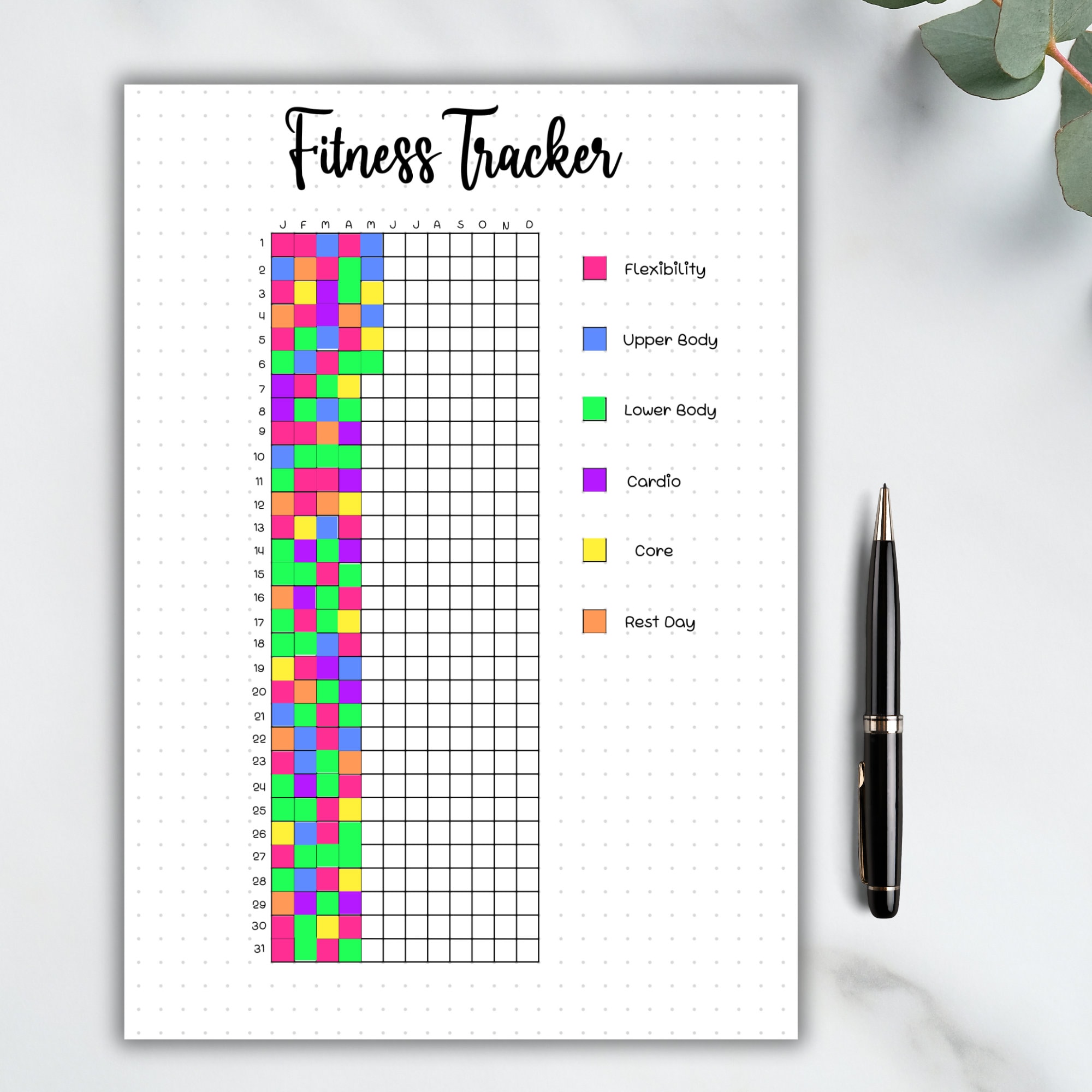 Fitness Tracker Bullet Journal PDF Workout Tracker Health Tracker Yeary ...