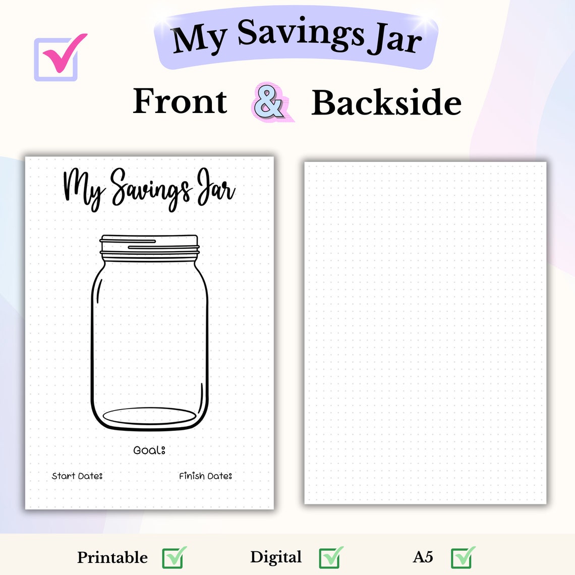 My Savings Jar Bullet Journal Page PDF Budgeting Bullet Journal Savings ...