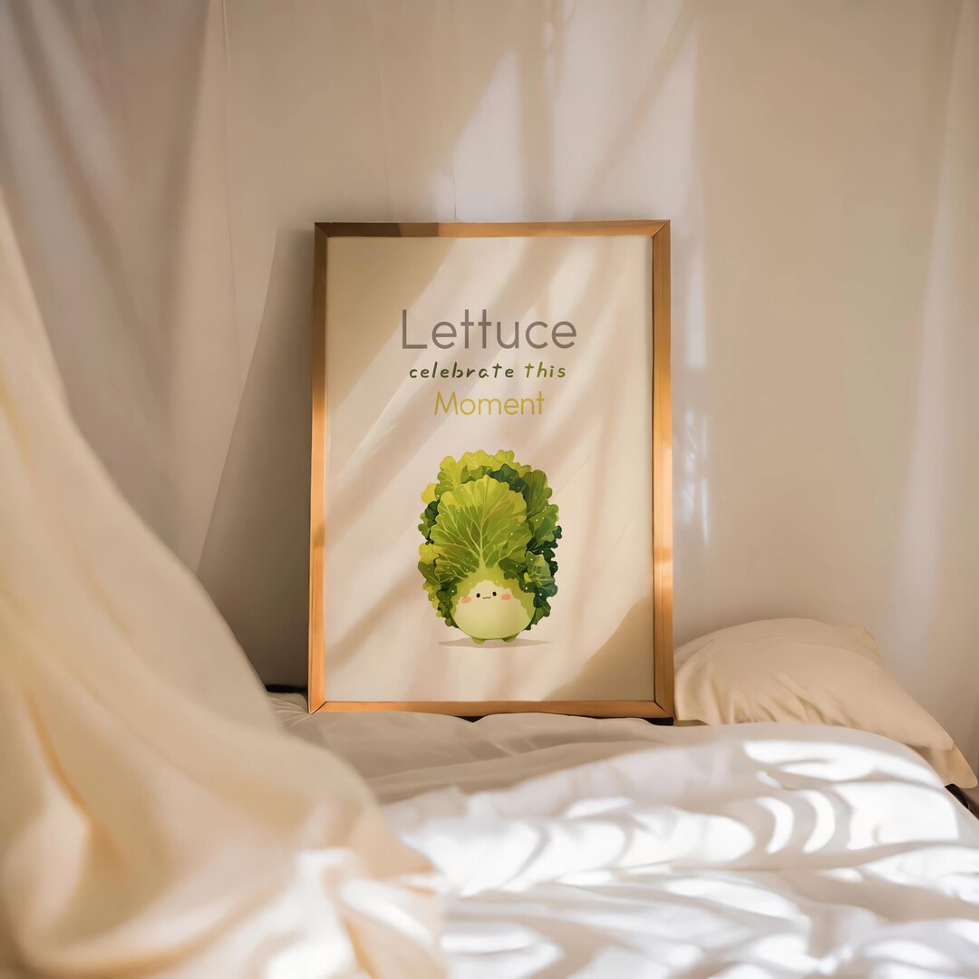 Lettuce Print, Kitchen Poster, Quote Wall Art, Colourful Wall Art ...