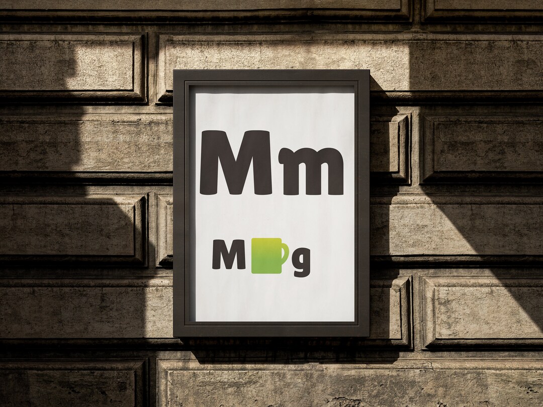 Letter M: Mug Icon SVG PNG Files A4 Wall Poster digital Download - Etsy