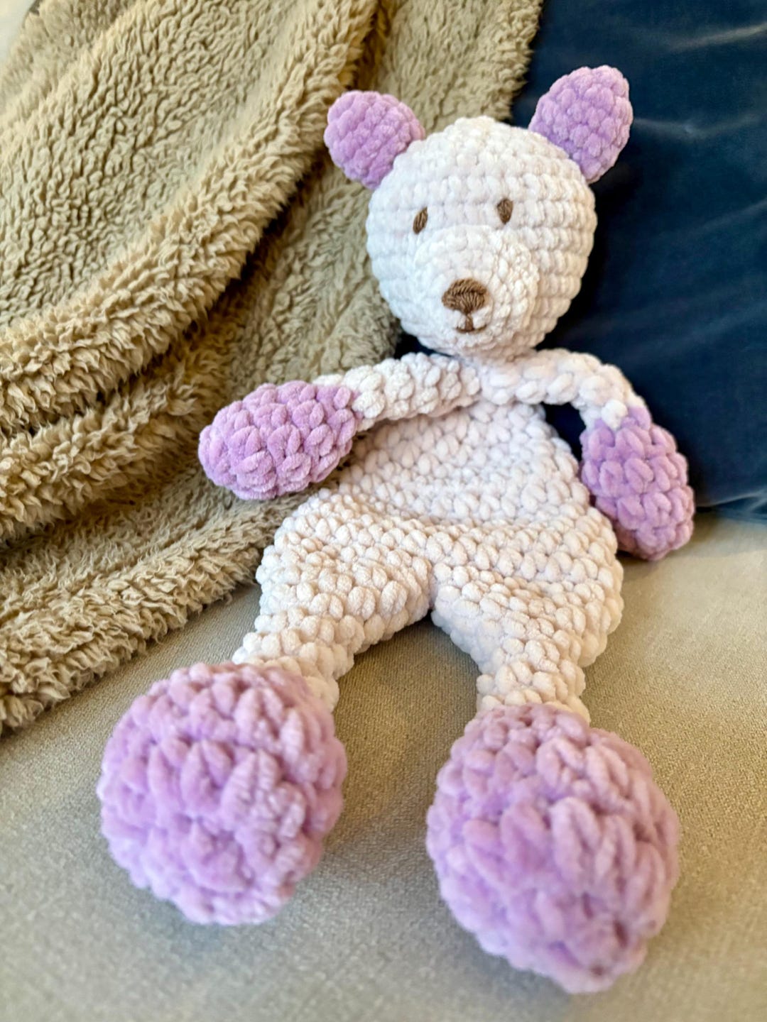 Crochet Baby Comforter, Teddy Lovey, Baby Snuggler, Baby Toy, Baby Gift ...