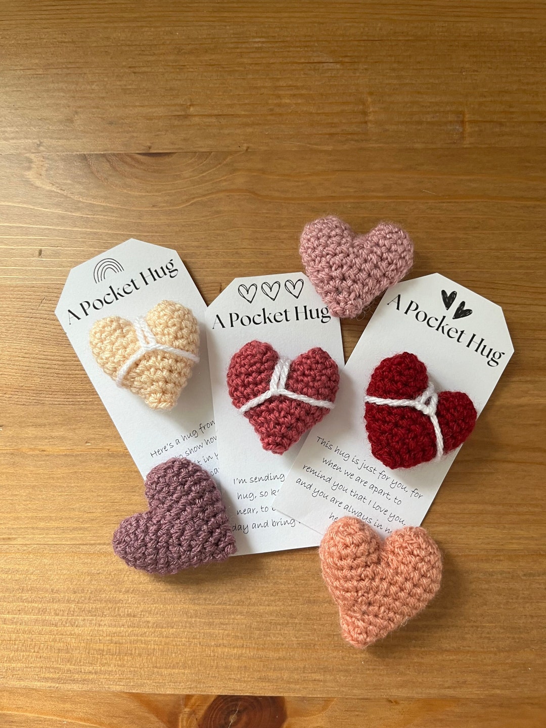 Crochet Pocket Hugs, Crochet Hearts, Mini Hearts, Pocket Hug Heart ...