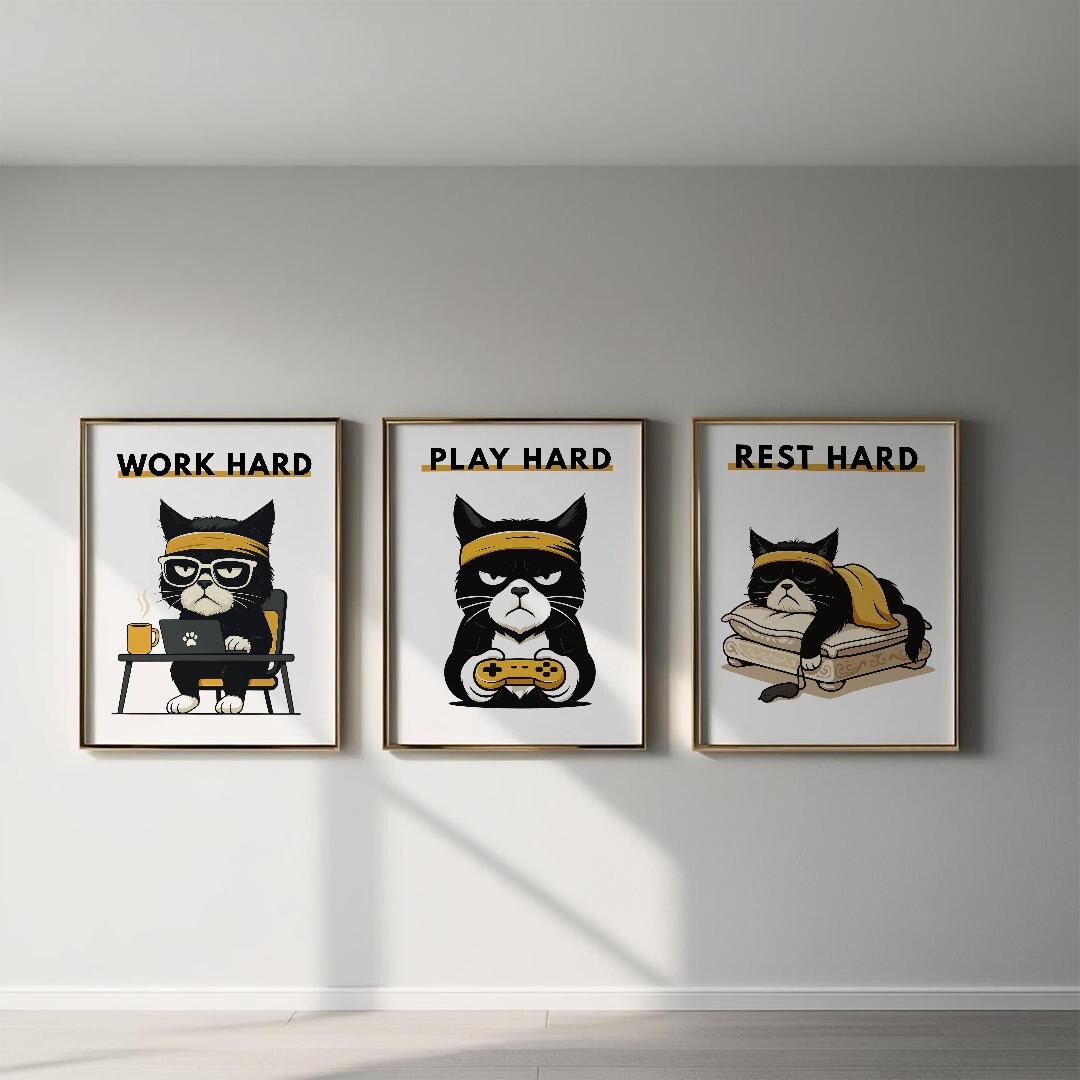 Printable Grumpy Cat Wall Art Set – Funny Motivational Posters for Home ...