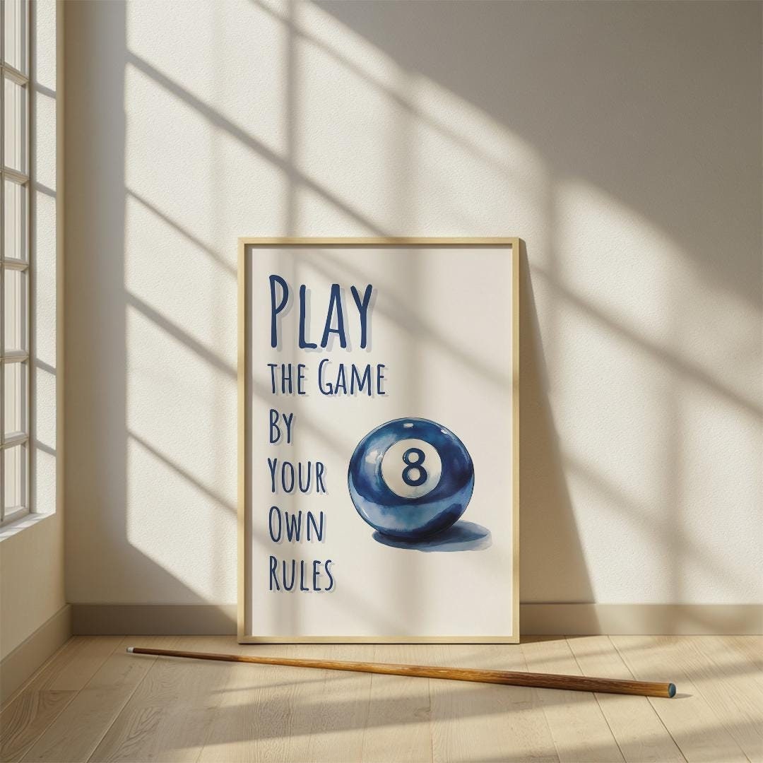 Retro 8 Ball Poster: Billiard Room Decor (digital Download) - Etsy