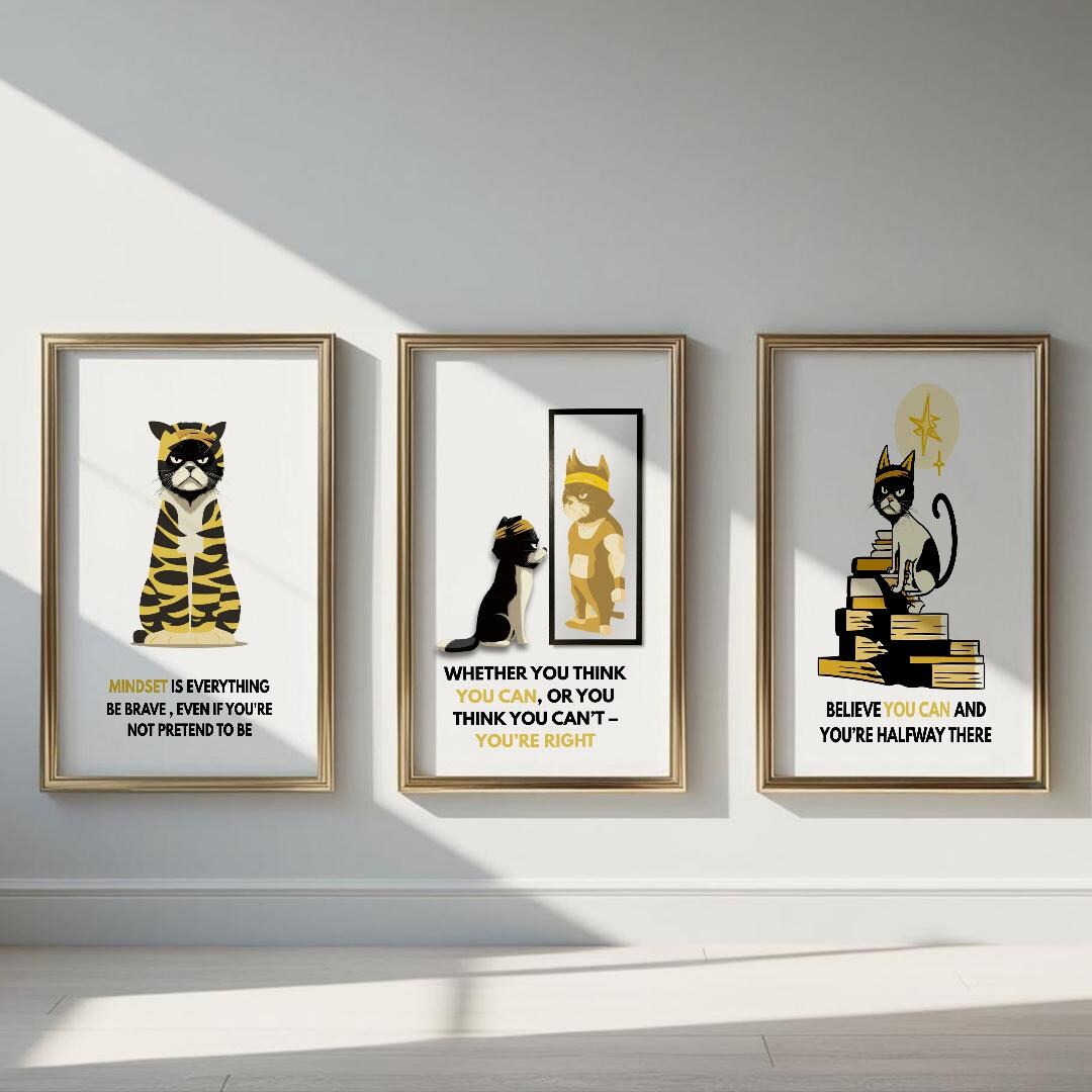 Funny Cat Gym Posters: Motivational Wall Art Set (digital Download, Set ...