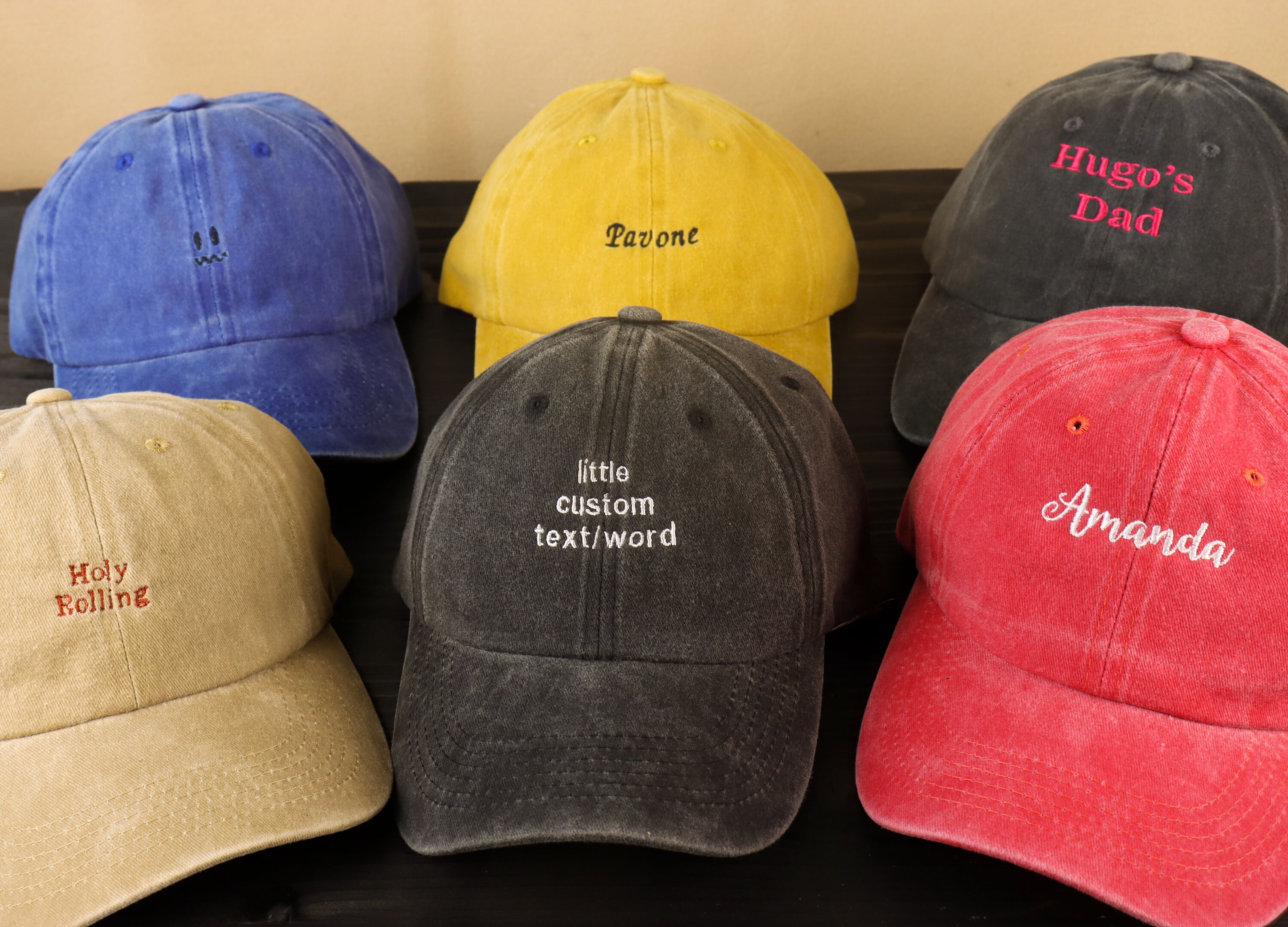 Personalised Vintage Cap, Custom Embroidered Unisex Cotton Dad Hat With ...