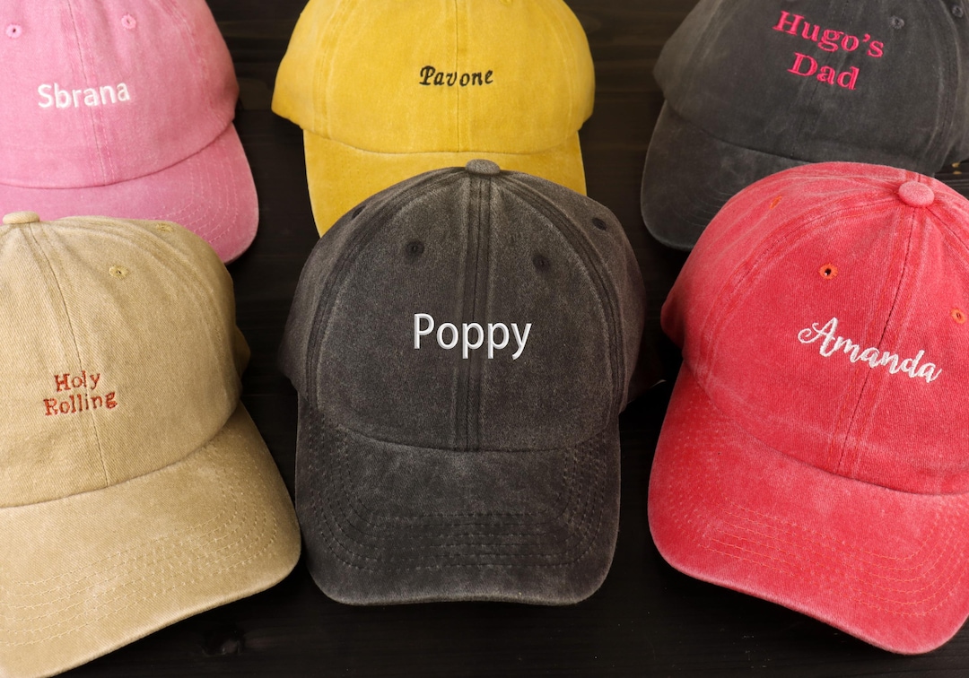 Personalised Vintage Cap, Custom Embroidered Unisex Cotton Dad Hat With ...
