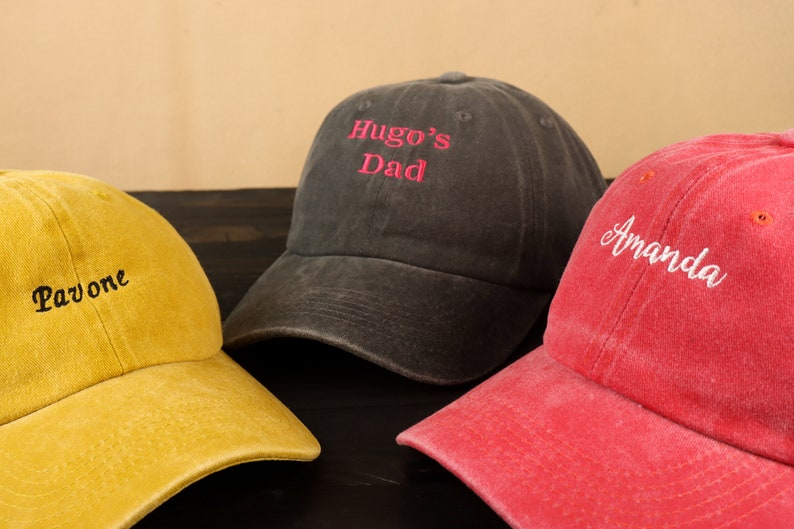 Personalised Vintage Cap, Custom Embroidered Unisex Cotton Dad Hat With ...