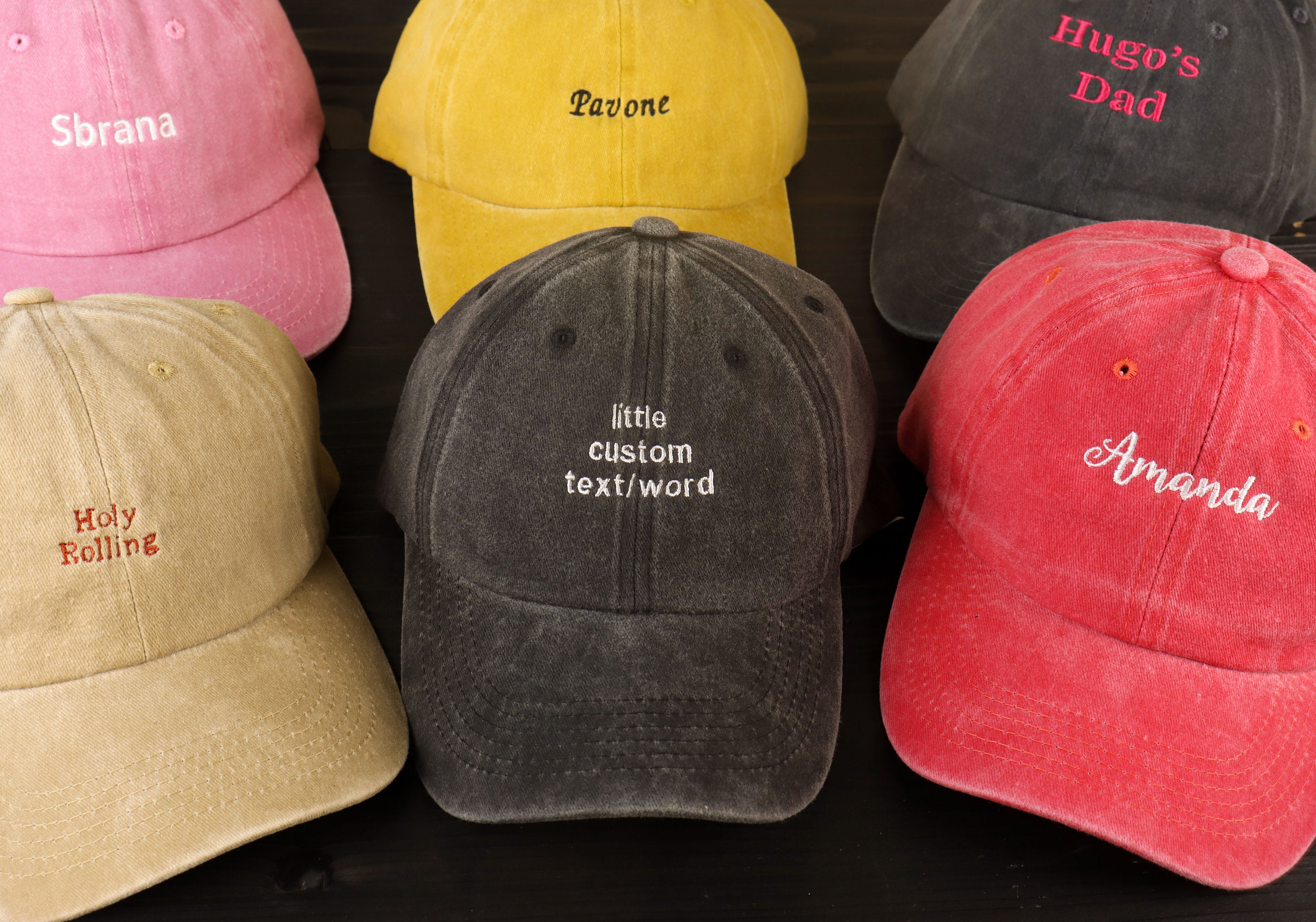 Personalised Vintage Cap, Custom Embroidered Unisex Cotton Dad Hat With ...