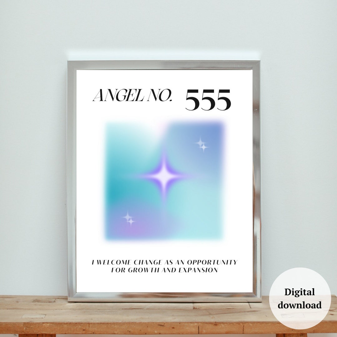 555 Angel Number, Printable Wall Art, Manifestation Poster, 555 Aura ...