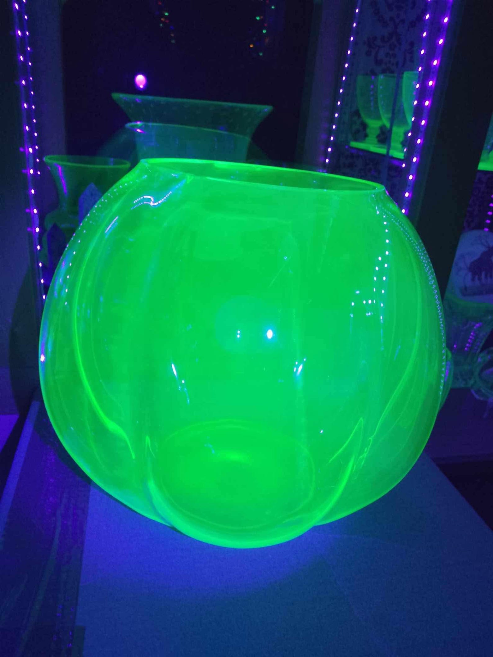 Uranium Glass Fish Bowl - Etsy