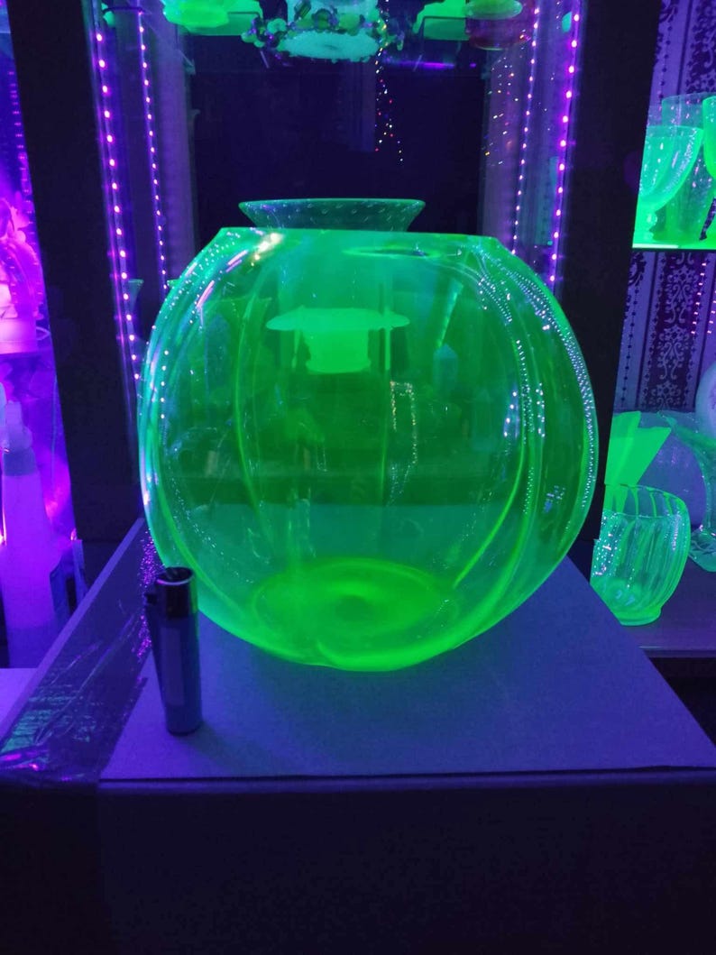 Uranium Glass Fish Bowl - Etsy