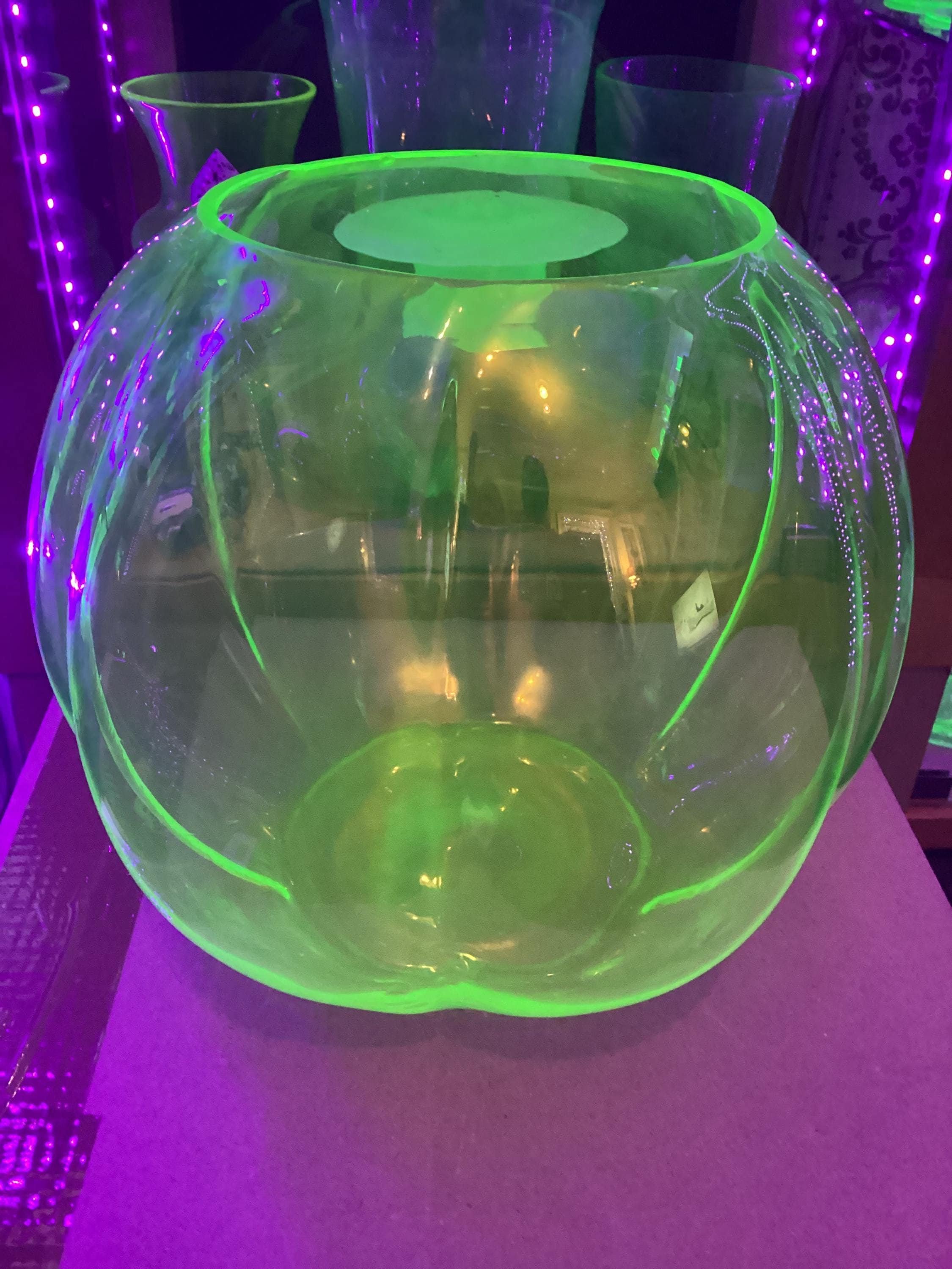 Uranium Glass Fish Bowl - Etsy