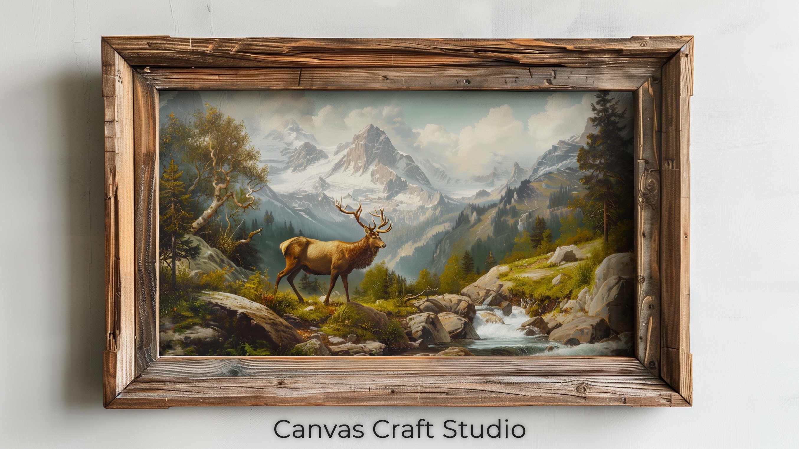 Alpine Buck Oil Painting Digital Artwork Print 16x9 - Etsy