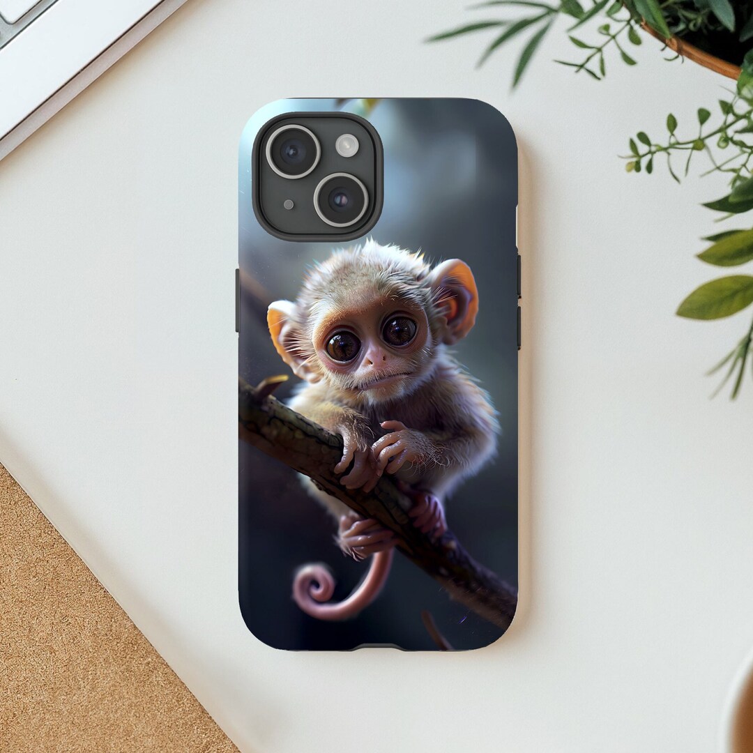 Cute Monkey Case Realistic Animal Drawing iPhone Cover With Glossy ...
