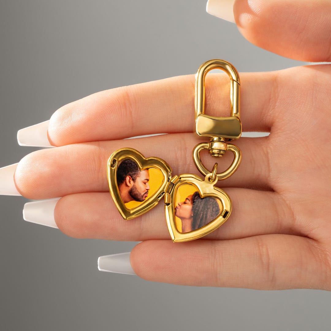 Custom Keychain With Photo, Heart Locket Keychain, Picture Locket ...