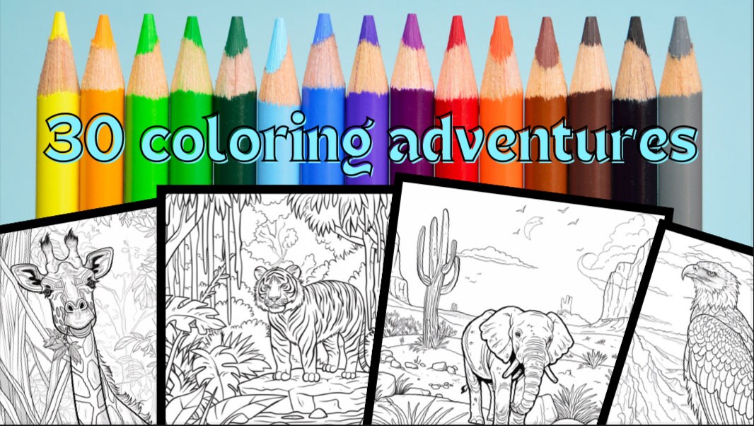 Wild Animals 30 Coloring Pages for Kids - Etsy