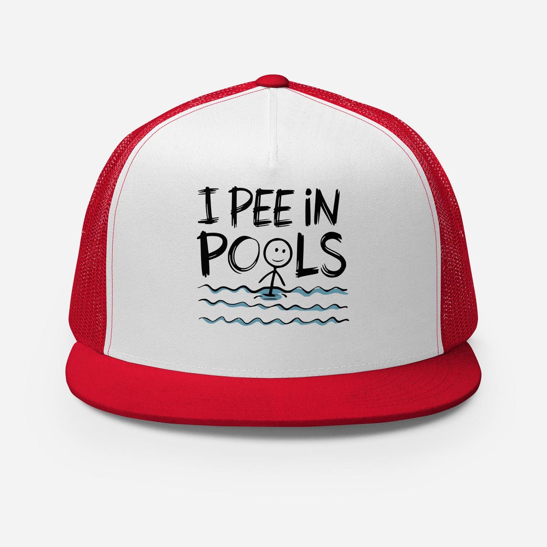 Spring Break Trucker Hat | I Pee in Pools | Funny Flat Bill Snapback ...