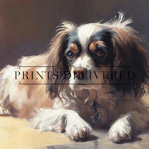 Cavalier King Charles Spaniel Art Print - Cute Dog Oil Painting ...