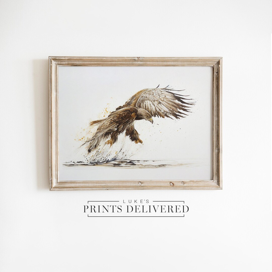 Swooping Eagle Oil Painting - Bird of Prey Art Print - Nature Wall ...
