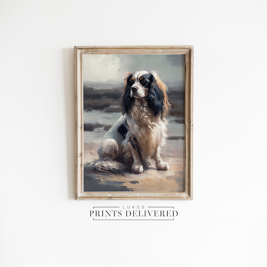 Spaniel Oil Painting Art Print - Vintage Cavalier Artwork - Fine Art ...