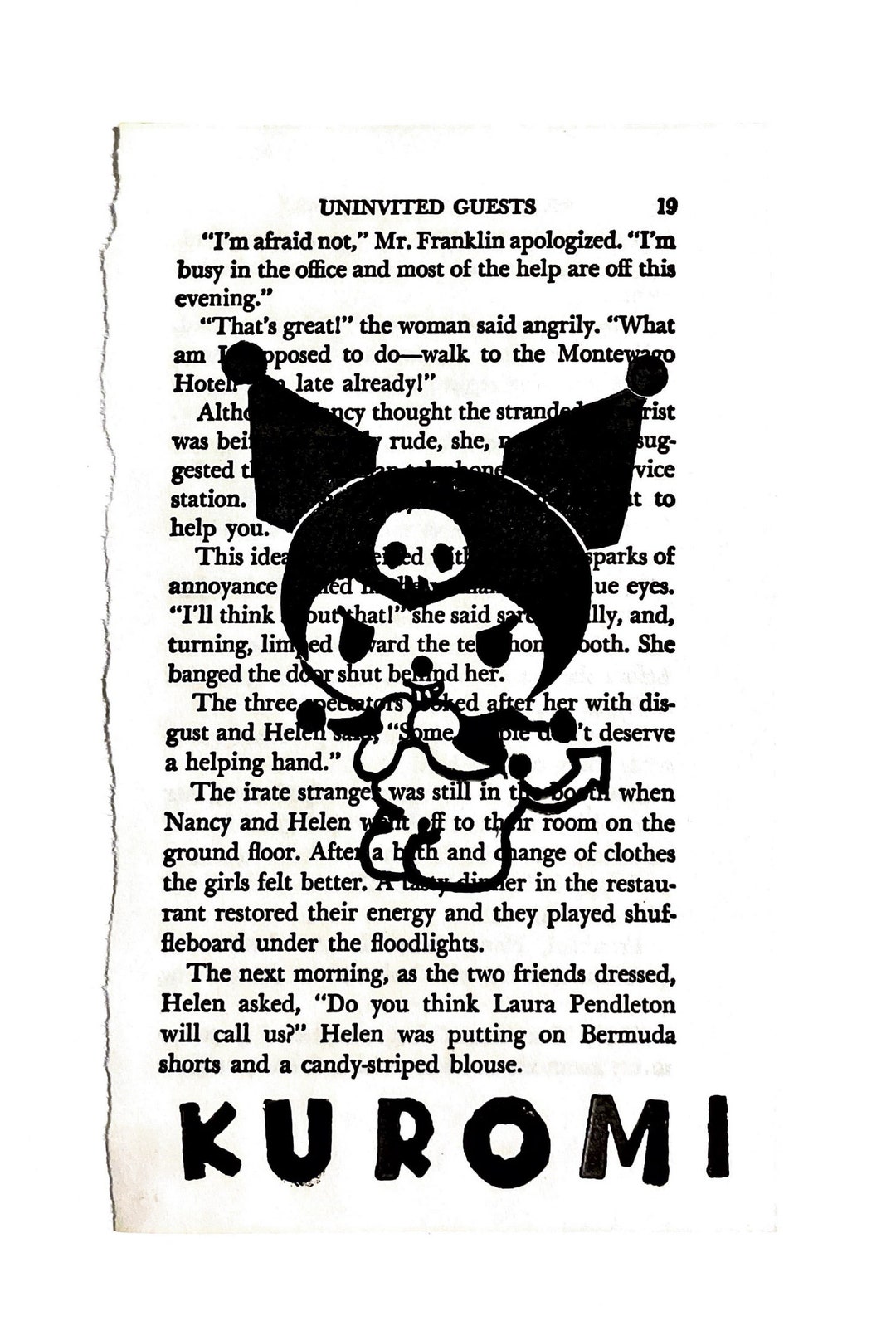 Kuromi Book Page Linocut Print - Etsy