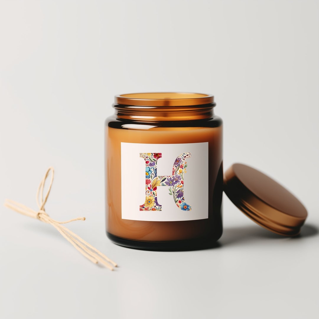 Paisley Print Letter H Amber Glass Scented Candle Luxurious Scented ...