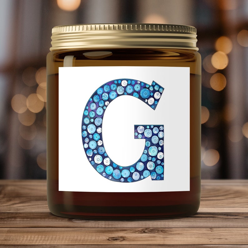 Blue Polka Dot Letter G Frosted Glass Scented Candle Luxurious Scented ...