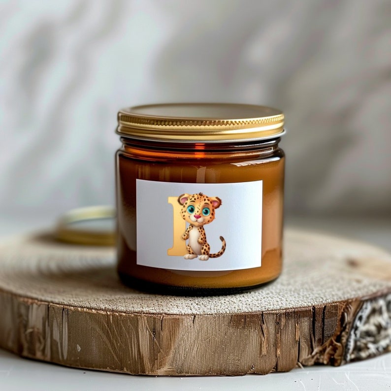 Cheetah Letter I Amber Glass Scented Candle Luxurious Scented Candle ...
