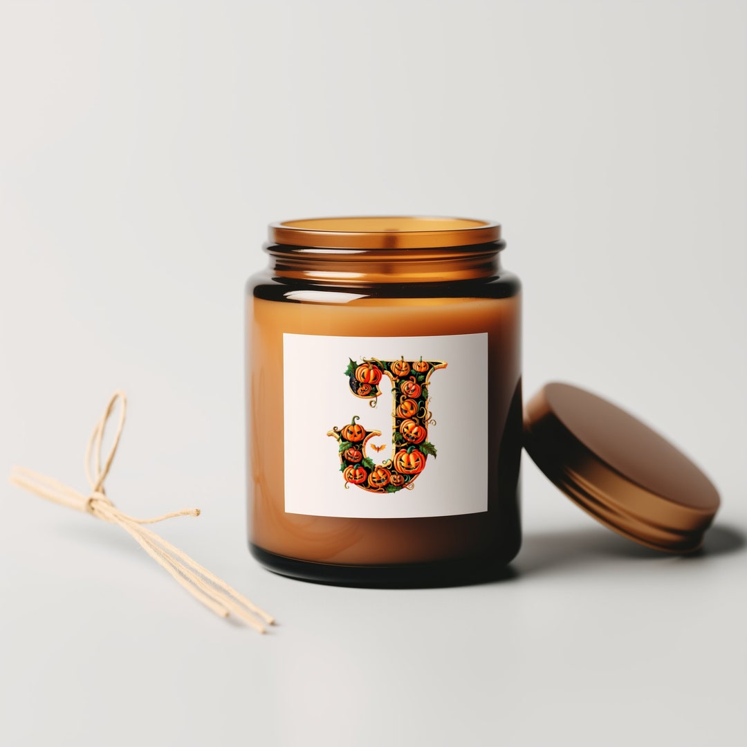 Haunted Halloween Letter J Amber Glass Scented Candle Luxurious Scented ...
