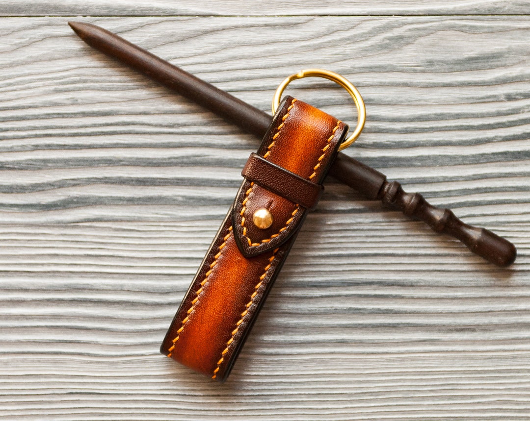 Stylish Leather Keychain, Brown Leather Key Ring, Leather Handmade Key ...