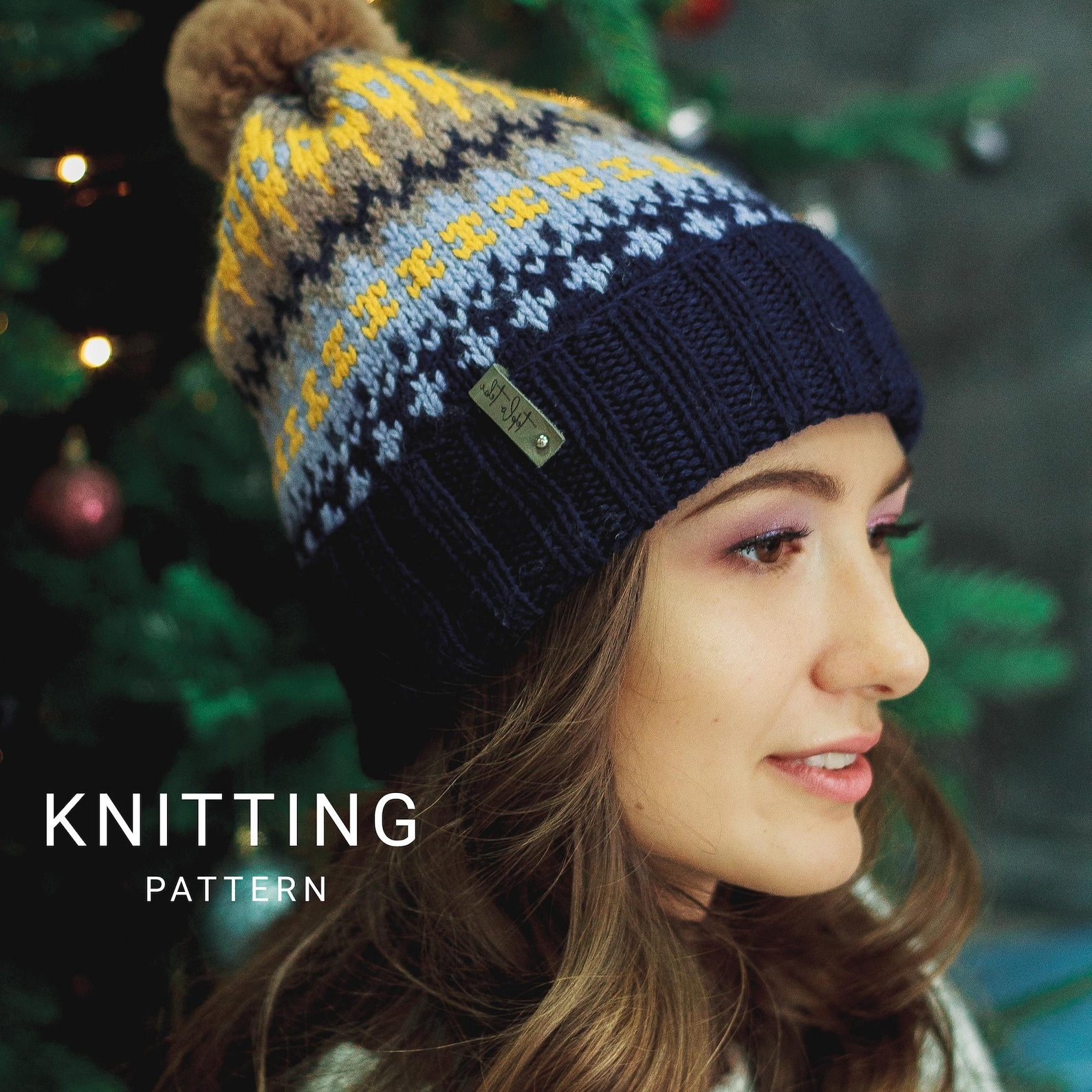 Knitting Pattern Hat blue Hat With Jacquard Ornament Knit Pattern PDF ...