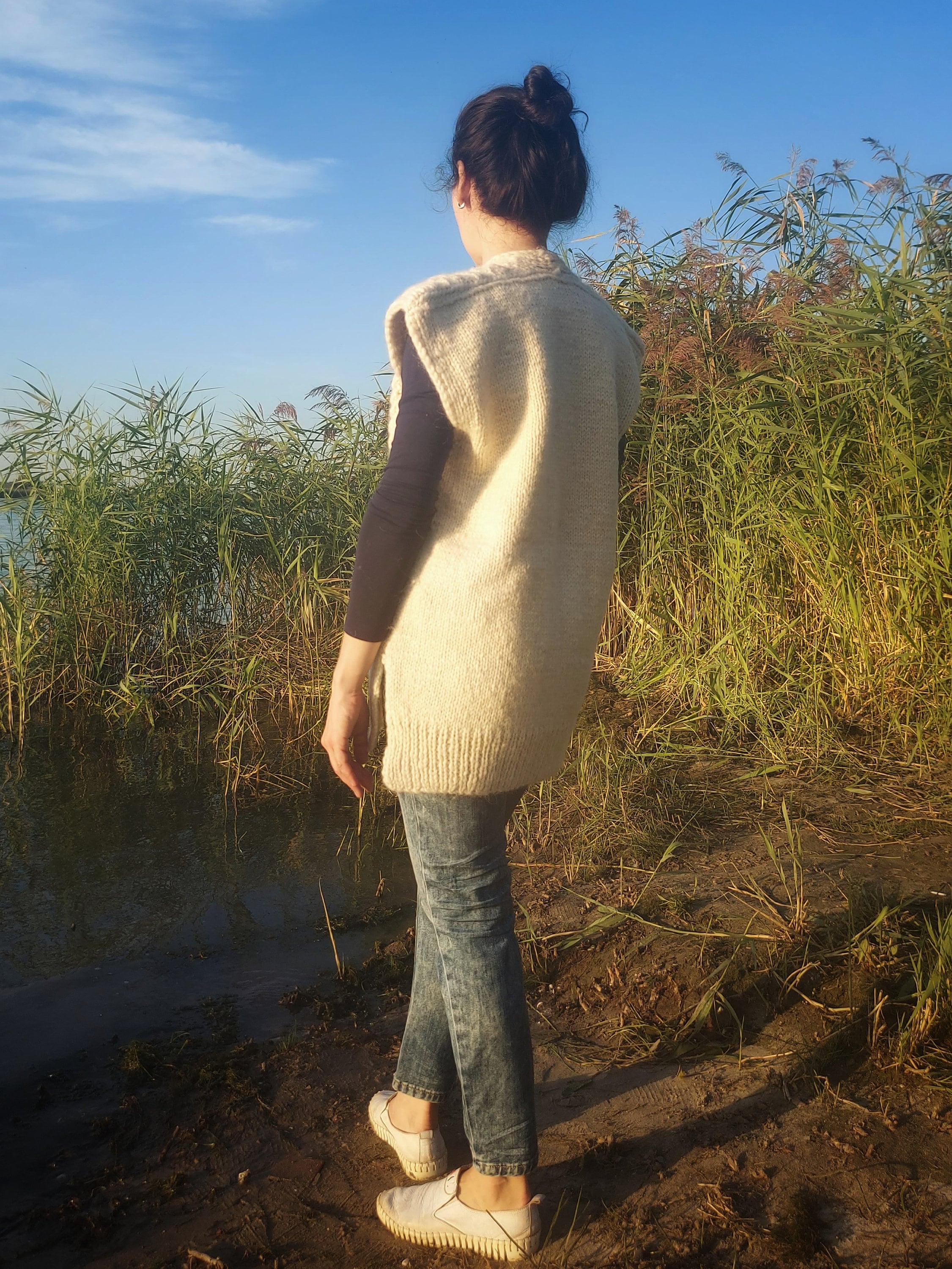 UNISEX 100% Wool Vest, Handspun Yarn, Organic Wool Sleeveless Sweater ...