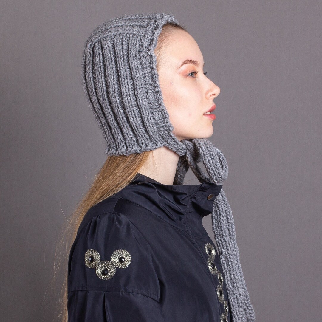 Women's Adult Bonnet With Ties. Wool. Gray Color - Etsy