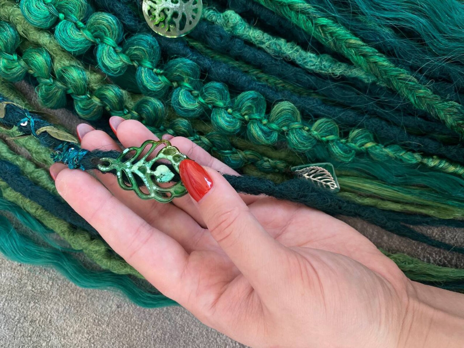 Green Synthetic Textured DE or SE Dreadlocks Full Set, Forest Crochet ...