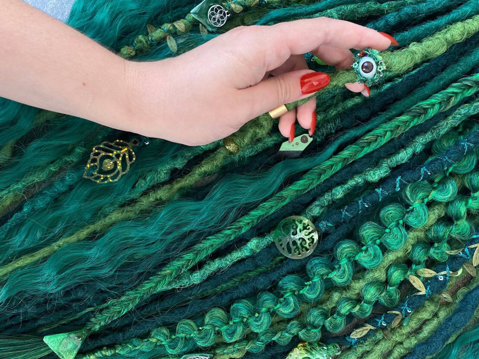Green Synthetic Textured DE or SE Dreadlocks Full Set, Forest Crochet ...