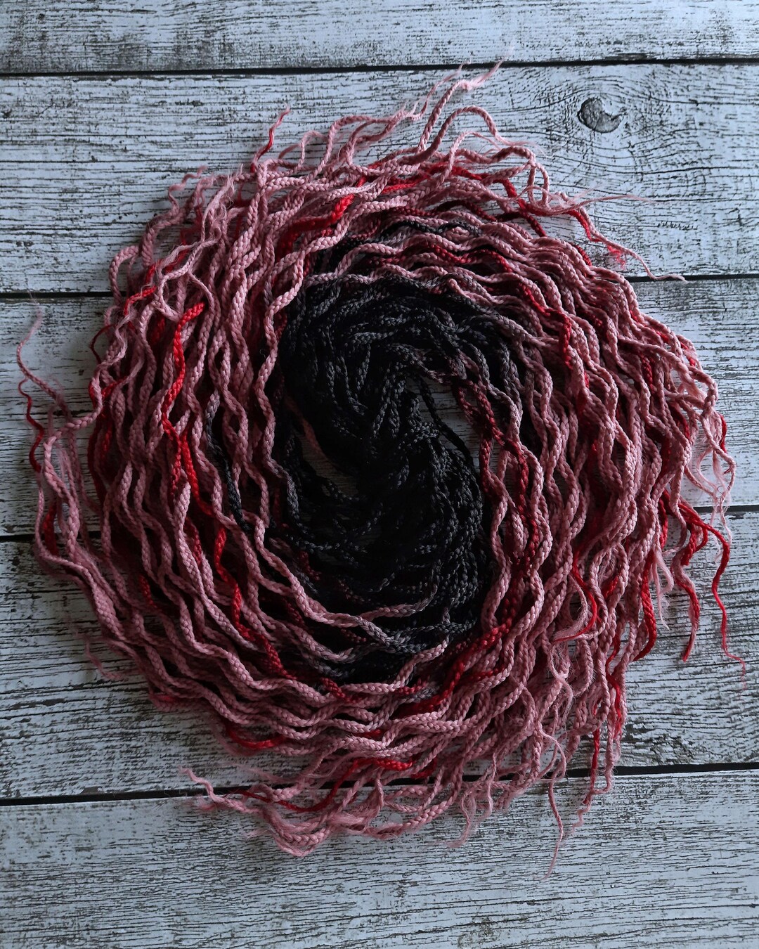 Custom Black and Dusty Pink Double Ended Braids, Curled Synthetic ...