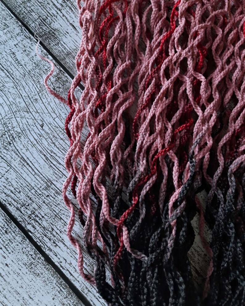 Custom Black and Dusty Pink Double Ended Braids, Curled Synthetic ...