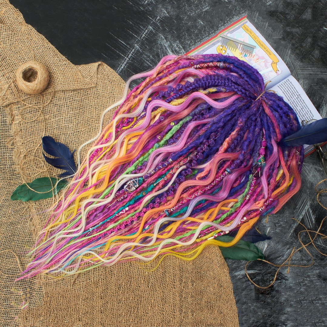 Synthetic Dreadlocks, Textured Dreads, Curly, Ombre Purple to Magenta ...