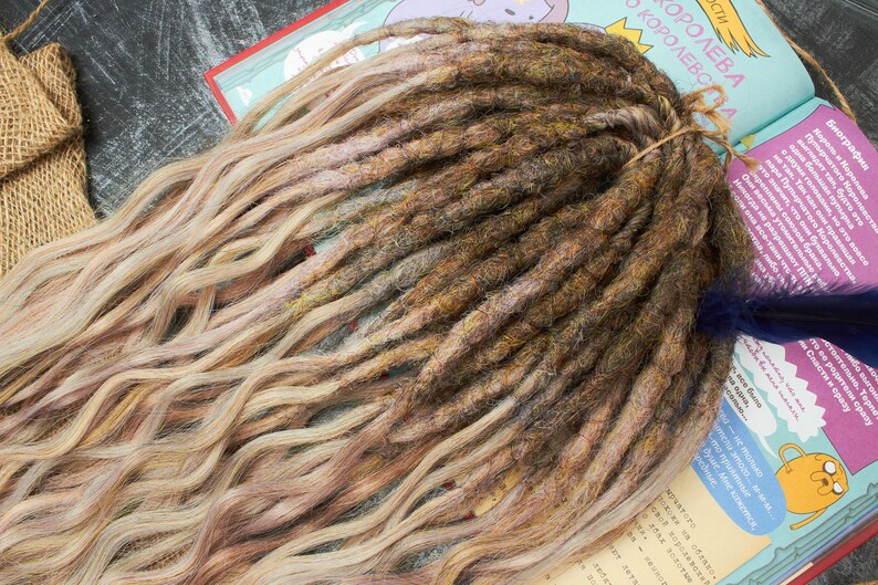 Synthetic Dreadlocks, Curly Wavy Dreads, Ombre Beige to Blonde, De or ...