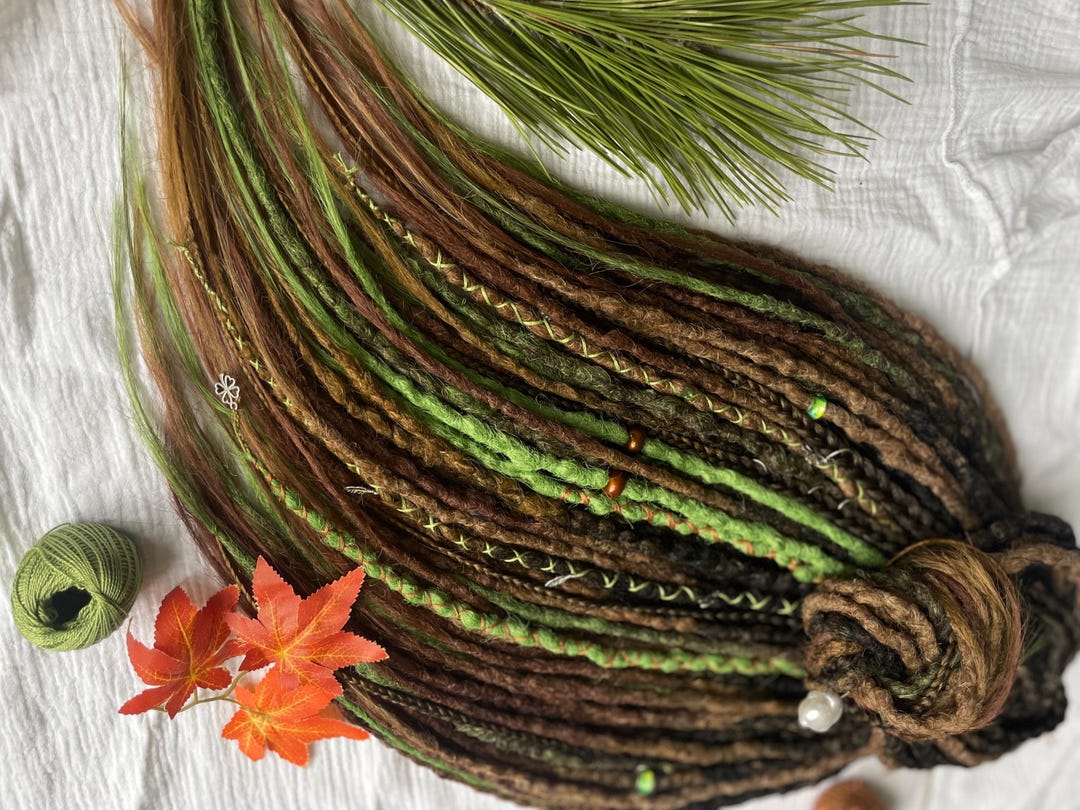 Synthetic Dreadlocks "natural" DE Double End With Decorations 24-26 ...