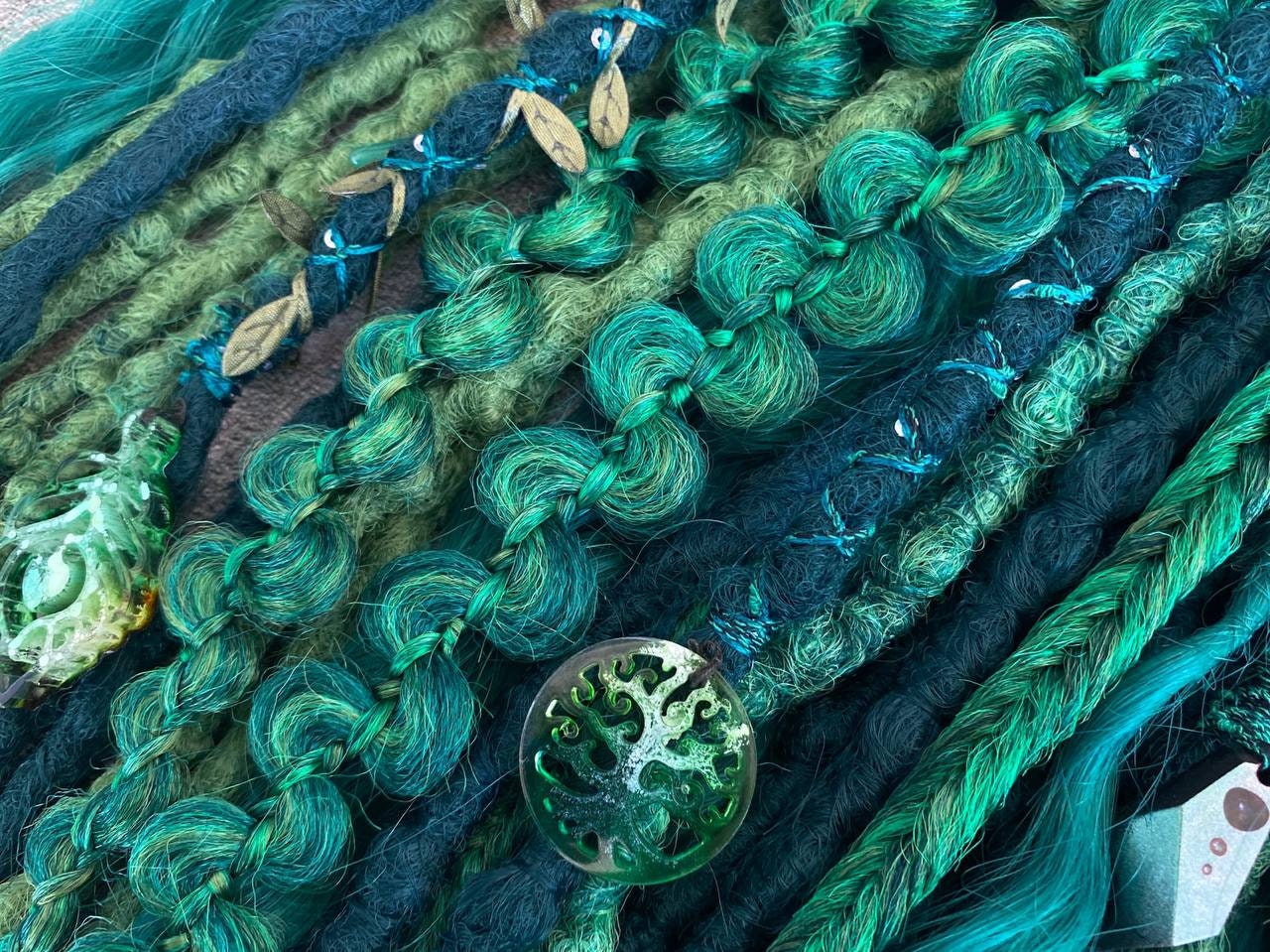 Green Synthetic Textured DE or SE Dreadlocks Full Set, Forest Crochet ...