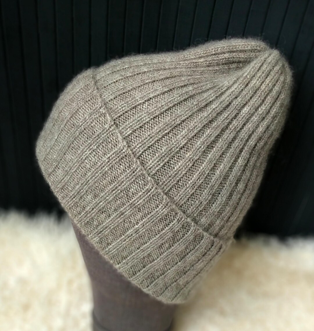 Yak Fluff Beanie Grey Hat Knitted Beanies Womens Hat Pure Yak Beanies ...