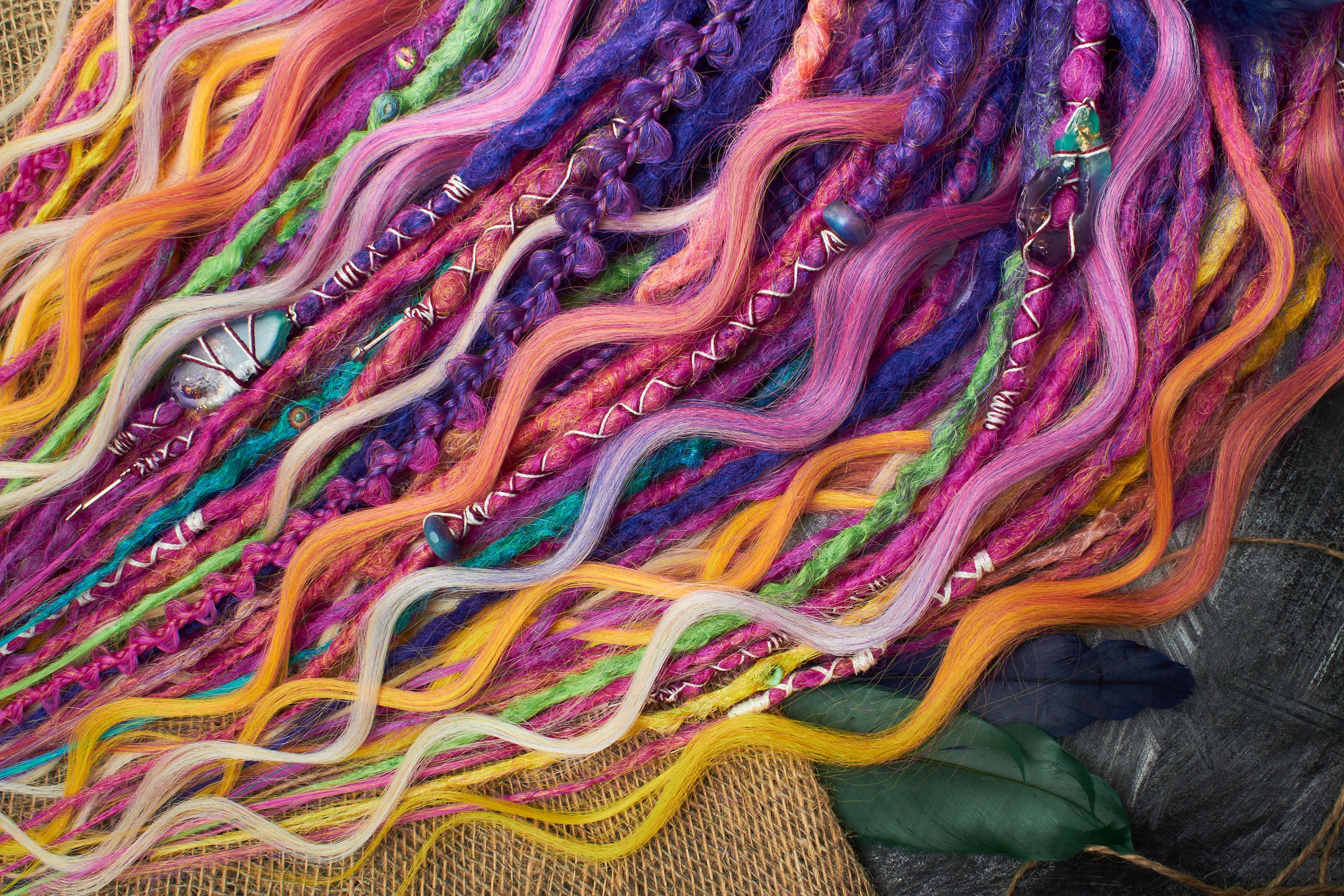 Synthetic Dreadlocks, Textured Dreads, Curly, Ombre Purple to Magenta ...