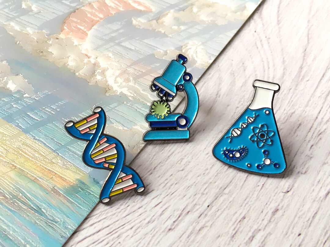 Microscope Beaker Chemistry Science Enamel Pin, STEM Pin Badge, Lapel ...