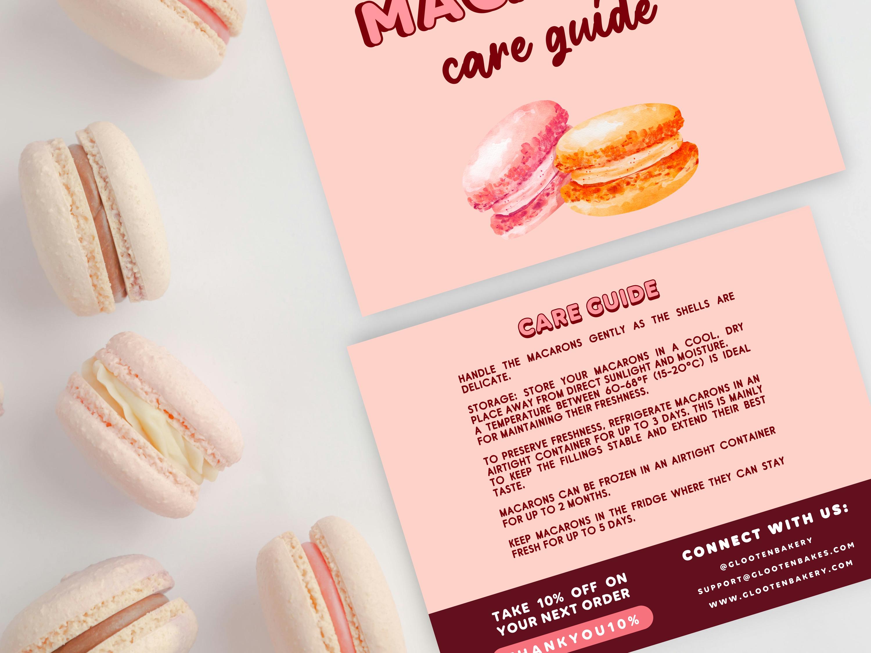 French Macaron Care Card Template | Small Business Owner Gift | 5.5 X 4 ...